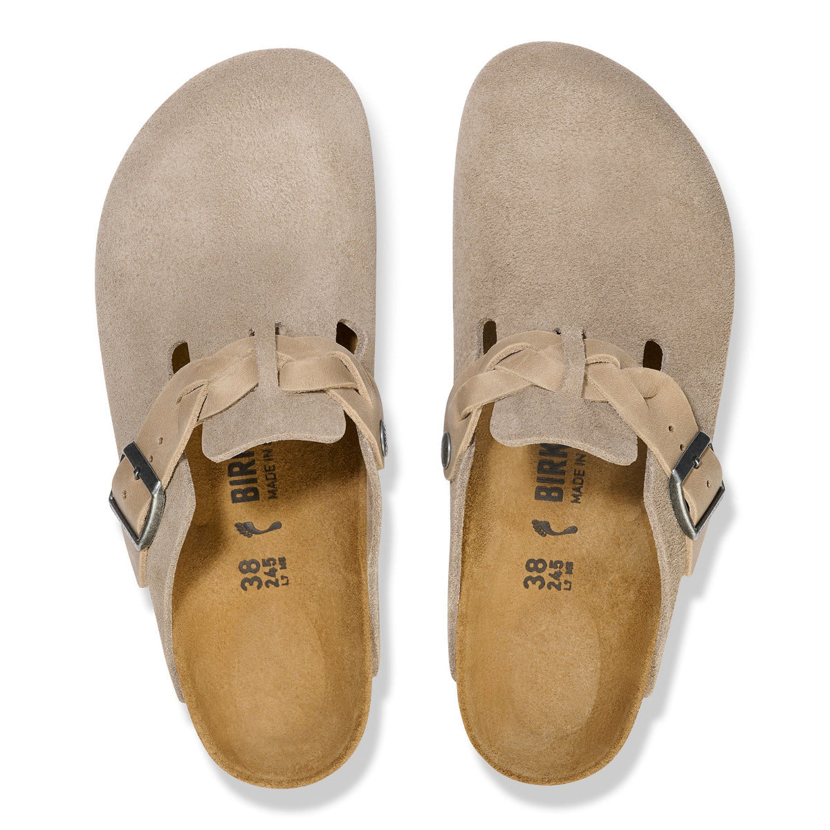 Birkenstock 1026694 Women's Boston Braid Taupe Suede - Narrow – Getz's Inc.